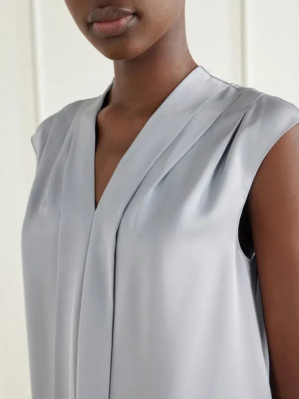 Theory Pleated Silk-satin Blouse