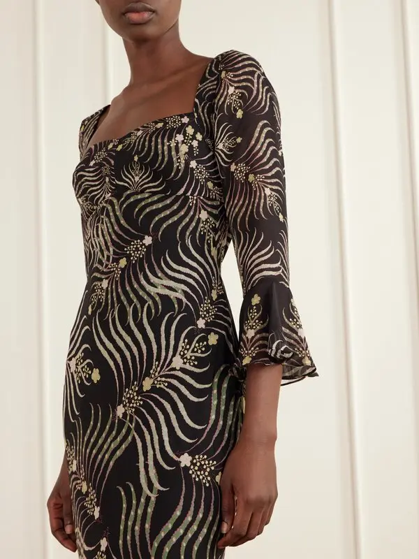 Saloni Willa Printed Silk-chiffon Gown