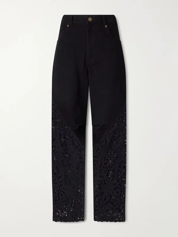 Sea Shiloh Embroidered High-rise Straight-leg Jeans