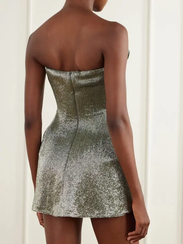 WIEDERHOEFT Ivy Strapless Bead-embellished Satin Mini Dress