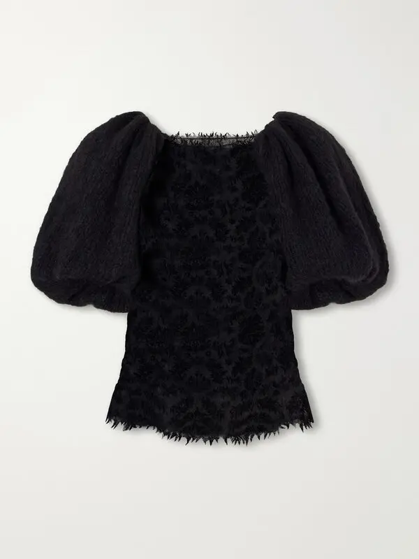 PAULINE DUJANCOURT Laia Lace-trimmed Knitted Blouse