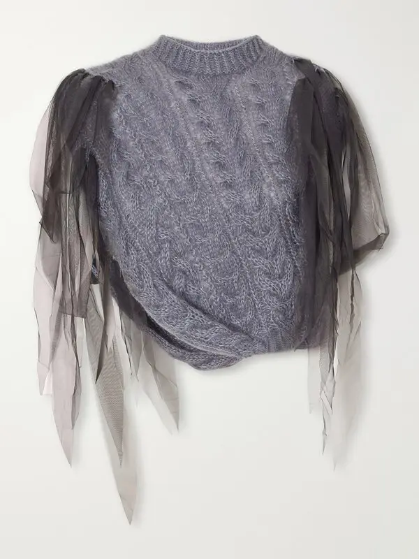 PAULINE DUJANCOURT Winnie Chiffon-trimmed Wool-blend Sweater