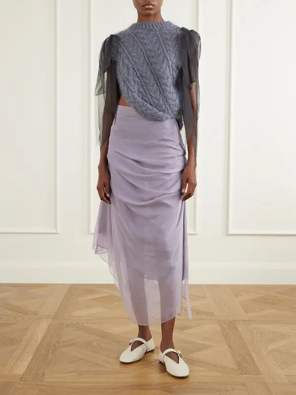 PAULINE DUJANCOURT Winnie Chiffon-trimmed Wool-blend Sweater
