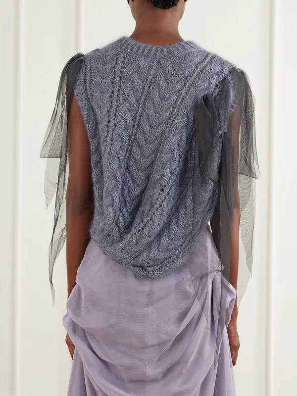 PAULINE DUJANCOURT Winnie Chiffon-trimmed Wool-blend Sweater