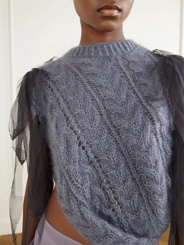 PAULINE DUJANCOURT Winnie Chiffon-trimmed Wool-blend Sweater