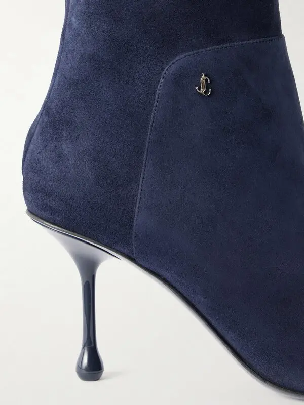JIMMY CHOO Cycas 80 Logo-embellished Suede Ankle Boots