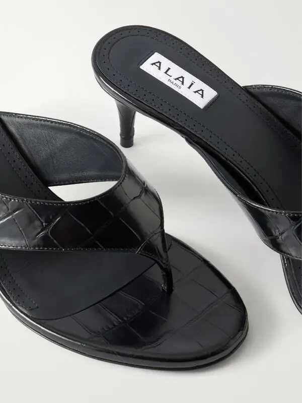 Alaïa Infra 55 Croc-effect Leather Sandals
