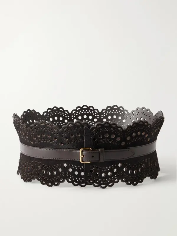 Alaïa Vienne Laser-cut Leather-trimmed Calf Hair Belt