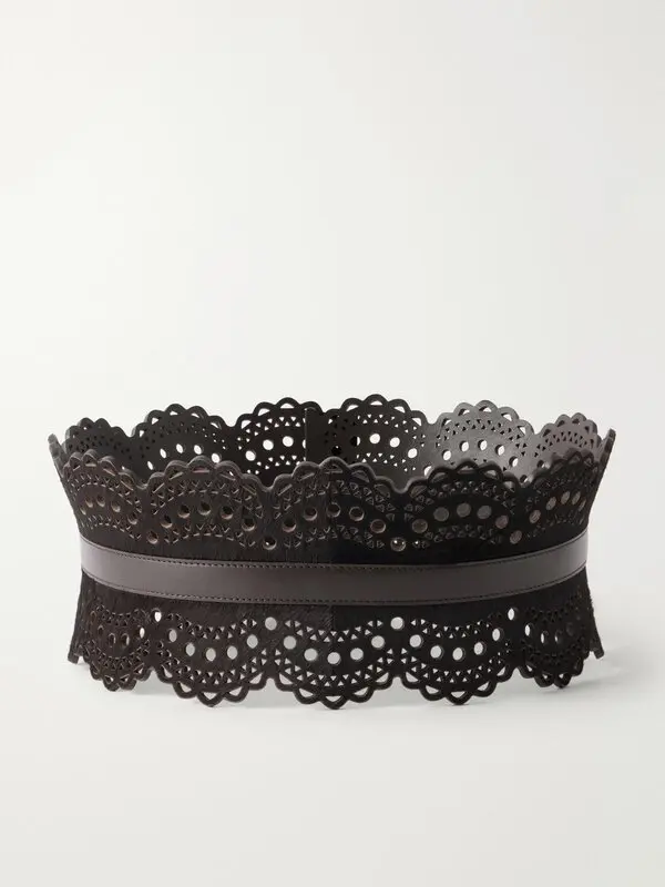 Alaïa Vienne Laser-cut Leather-trimmed Calf Hair Belt