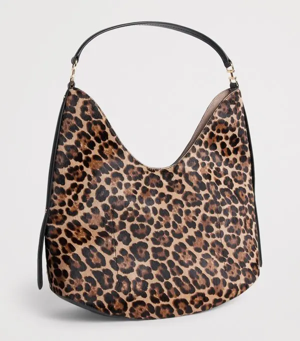 Harrods Medium Pony Leopard Penny Shoulder Bag