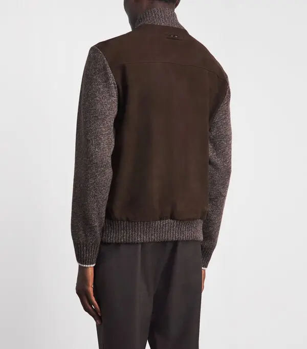 Paul & Shark Suede Knitted-sleeve Jacket