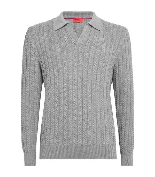 Isaia Wool-silk-cashmere Polo Sweater