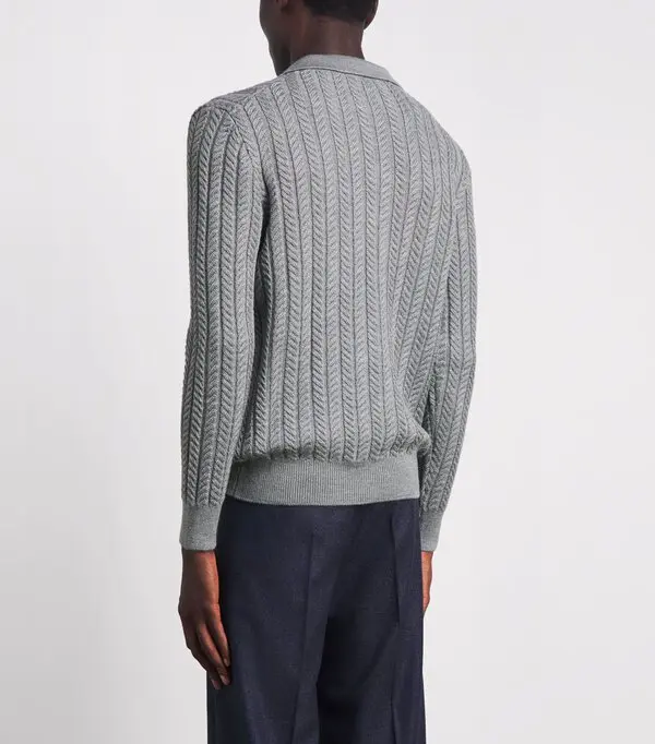 Isaia Wool-silk-cashmere Polo Sweater