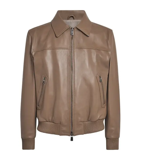 Isaia Lambskin Flight Jacket