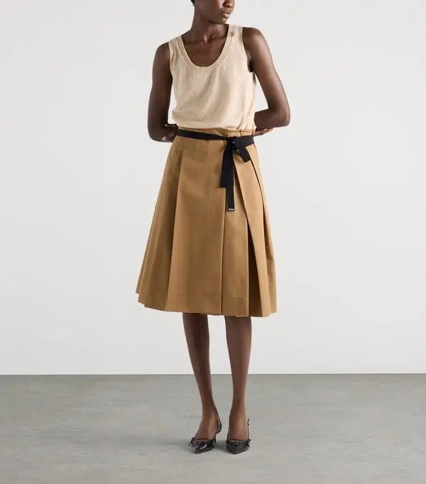 Prada Gabardine Pleated Skirt