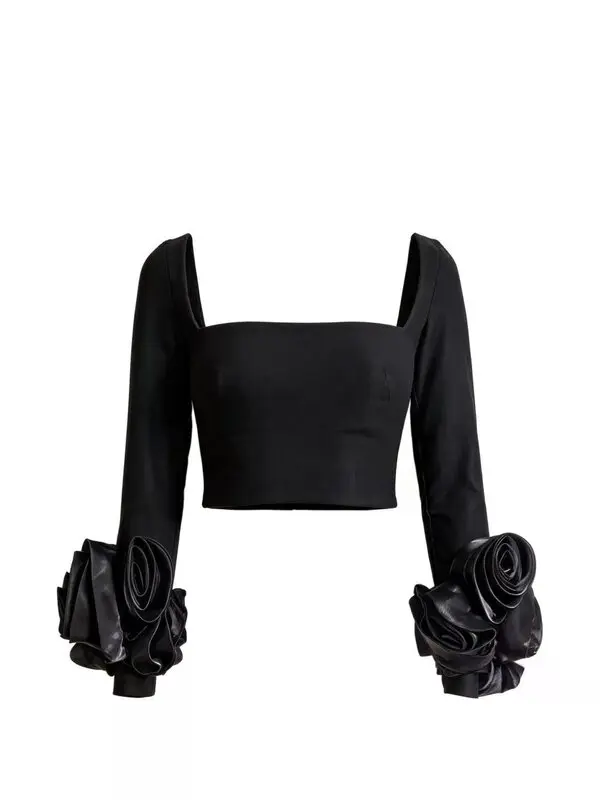 GEMY MAALOUF Floral-appliqué Cropped Top