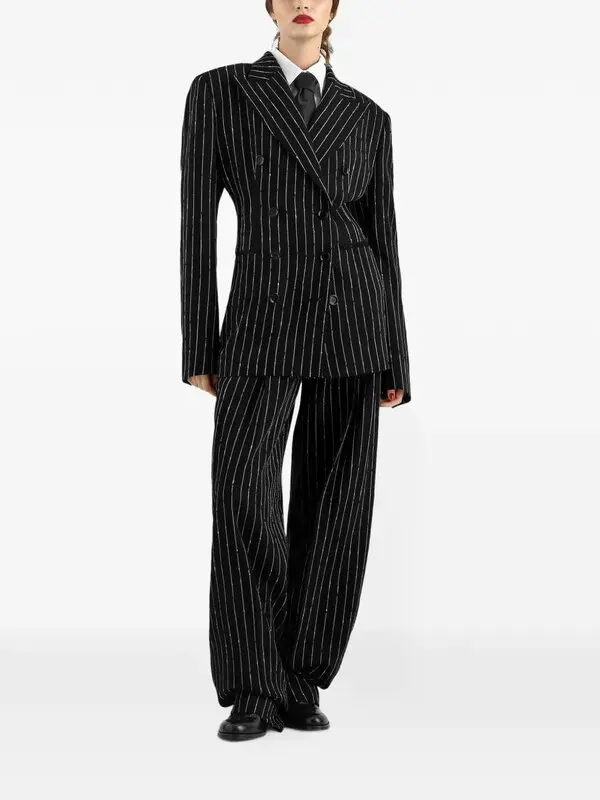 Dolce & Gabbana Pinstripe Virgin Wool Trousers - Black