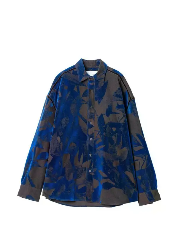 YOSHIOKUBO Laurel-print Flock-processed Shirt