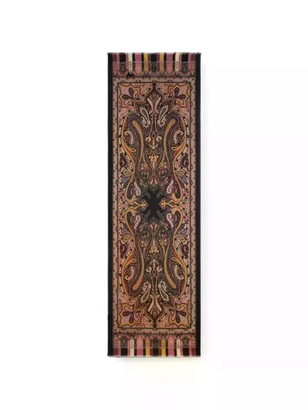 Etro Cashmere, Silk And Wool Scarf With Paisley Motif - Black
