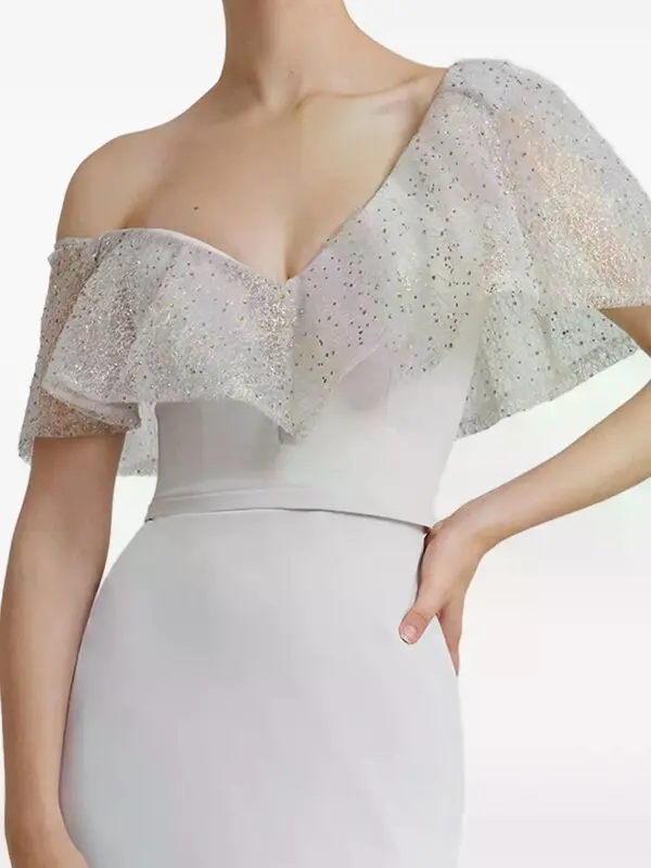 GEMY MAALOUF Asymmetrical-neckline Ruffled Dress