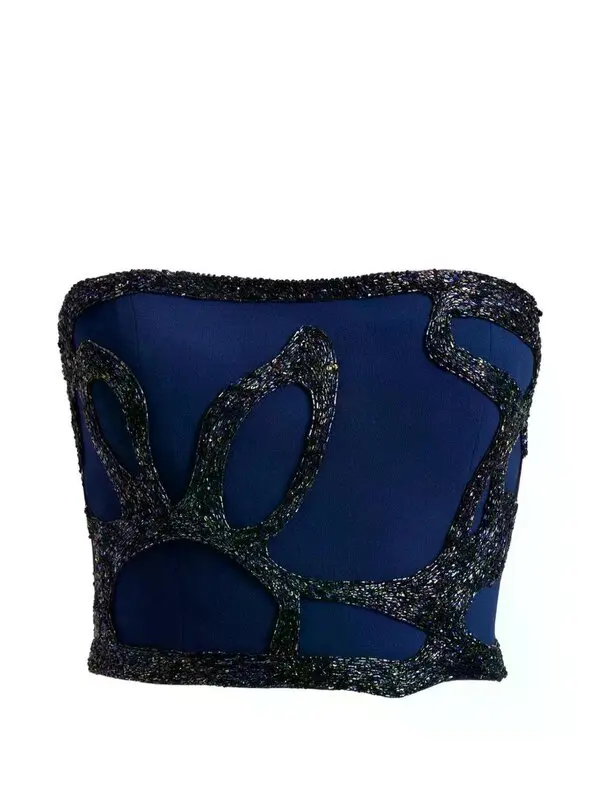 GEMY MAALOUF Bead-embellished Strapless Top - Blue