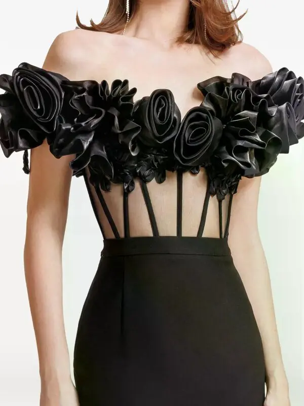GEMY MAALOUF Floral-appliqué Corset Top