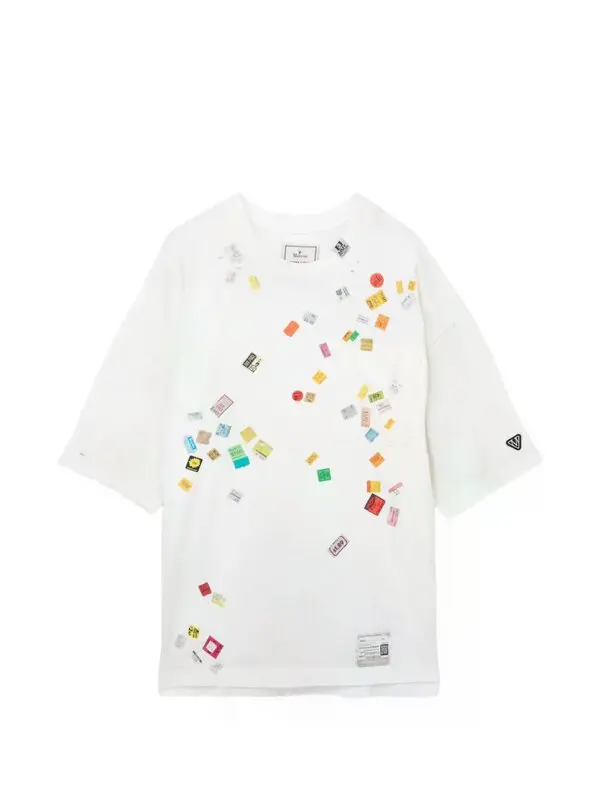 Mihara Yasuhiro Price-tag-sticker-printed T-shirt - White
