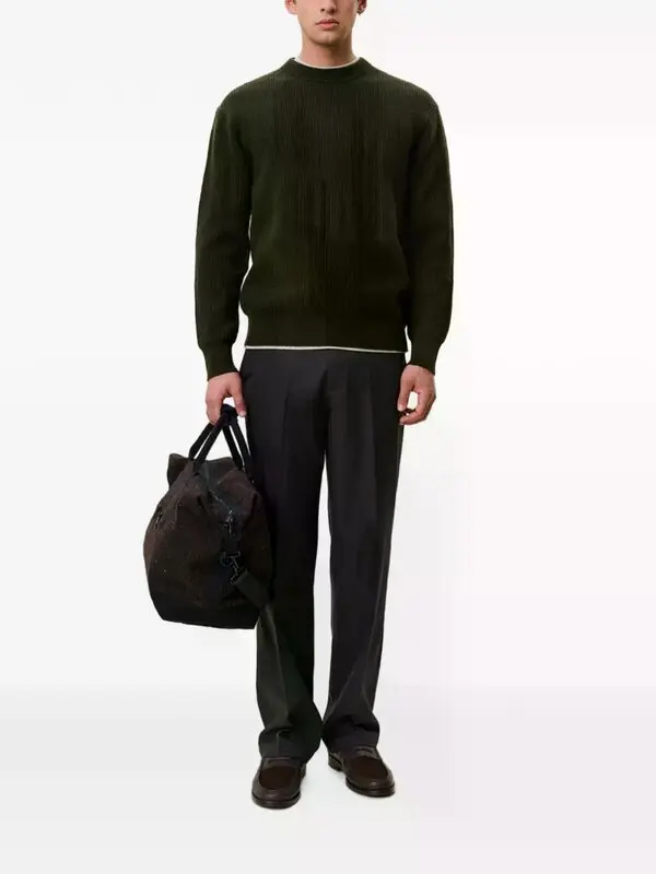 LES DEUX Crewneck Knit Wool Rib Knit Rosin