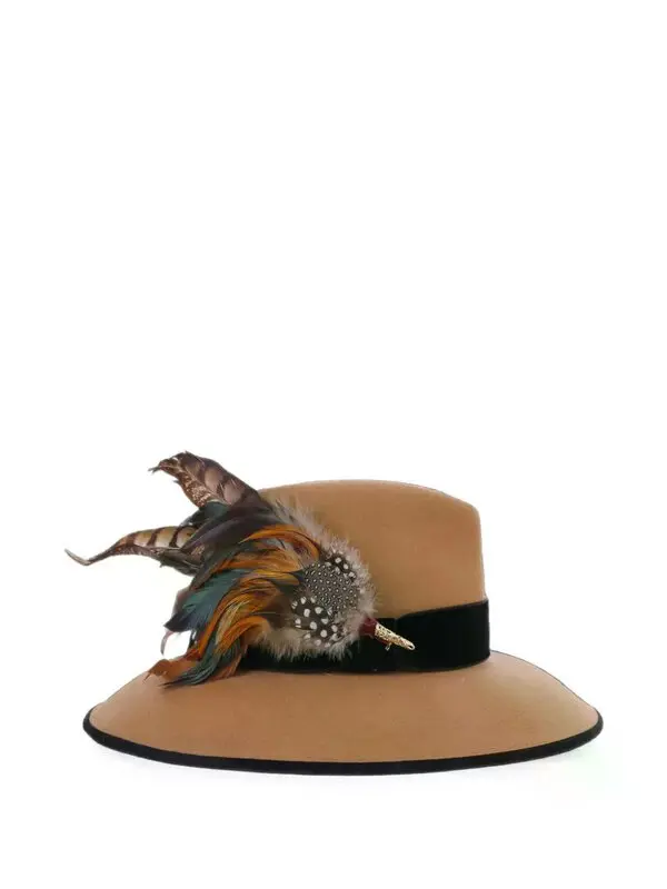 ALEXIA ALVAREZ DE TOLEDO Feather-embellished Velvet-trim Hat