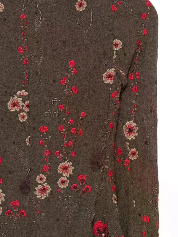 MARC LE BIHAN Floral-embroidered Raw-edge Top