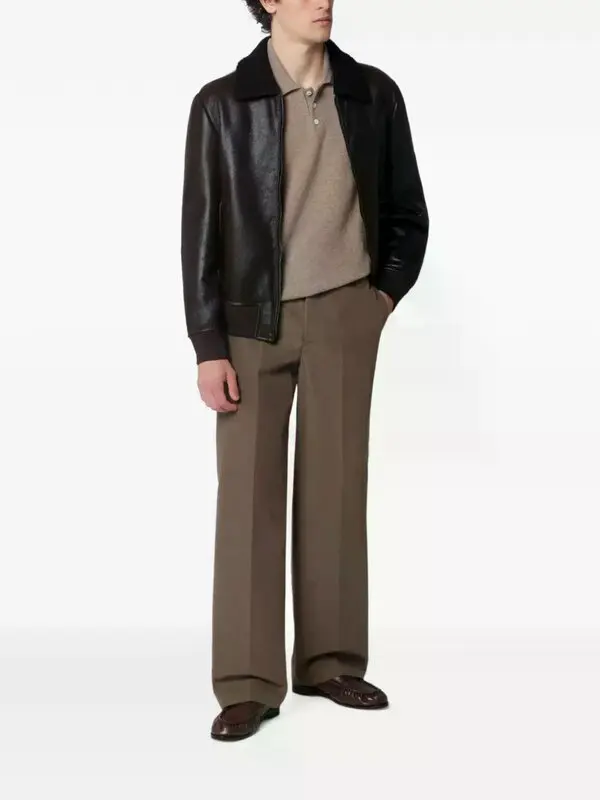 SALVATORE SANTORO Shearling-collar Leather Bomber Jacket