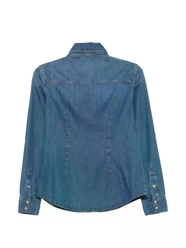 FRAME Clementine Pussy-bow Denim Shirt
