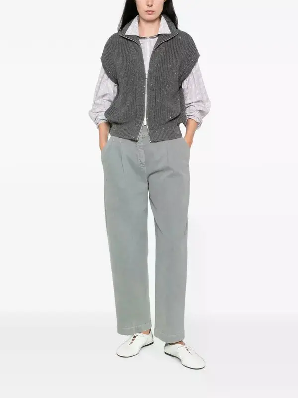 Peserico Sequin-embellished Ribbed Sleeveless Cardigan