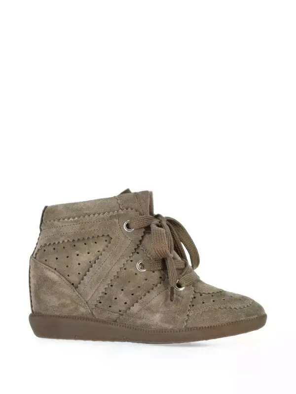 Isabel Marant Étoile Bobby Suede Calfskin Leather Wedge Sneakers - Brown