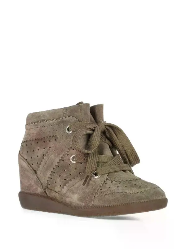 Isabel Marant Étoile Bobby Suede Calfskin Leather Wedge Sneakers - Brown