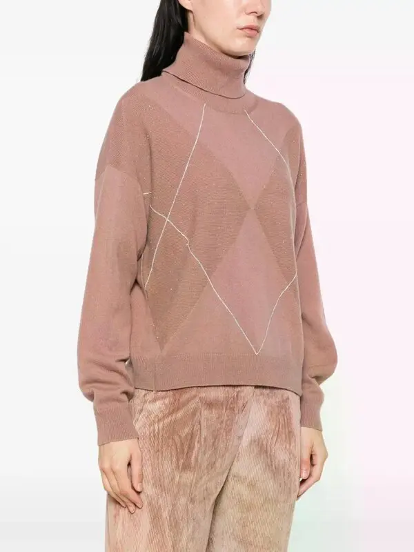 Peserico Argyle-knit Roll-neck Sweater