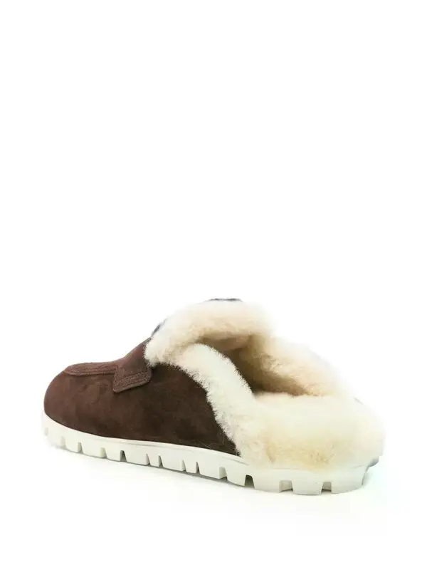 Miu Miu Shearling-lined Suede Flat Mules