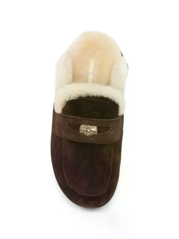 Miu Miu Shearling-lined Suede Flat Mules