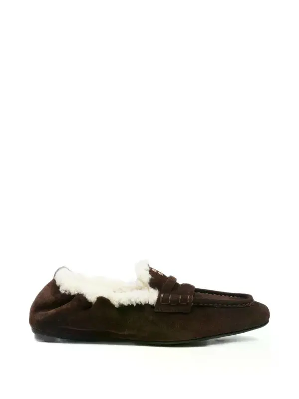 Miu Miu Shearling-trim Suede Loafers