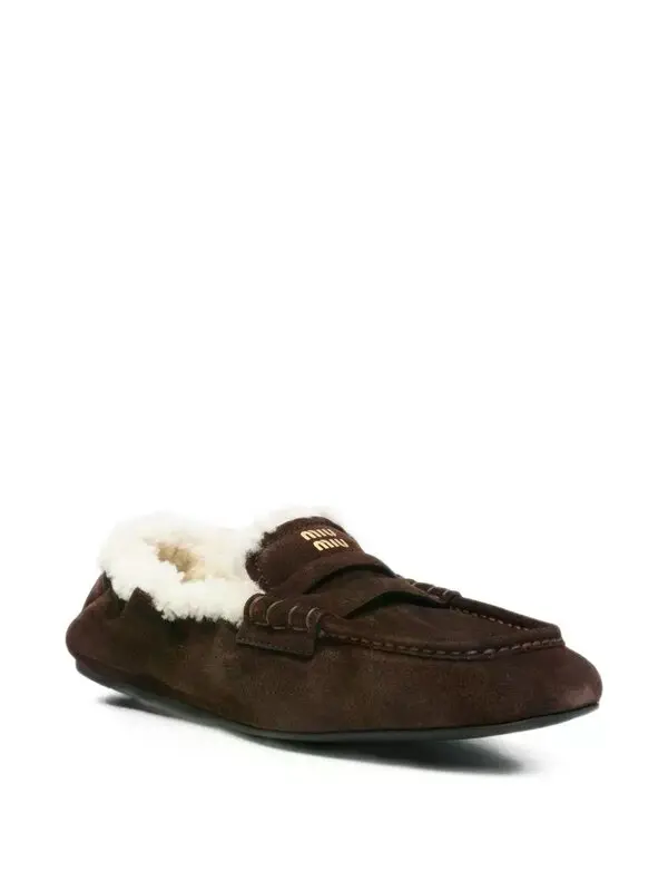 Miu Miu Shearling-trim Suede Loafers