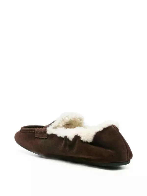 Miu Miu Shearling-trim Suede Loafers