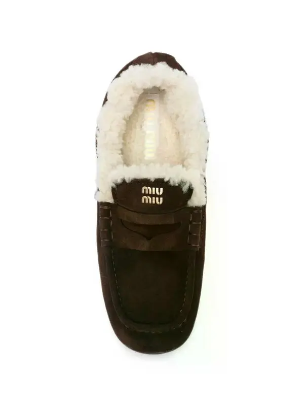 Miu Miu Shearling-trim Suede Loafers