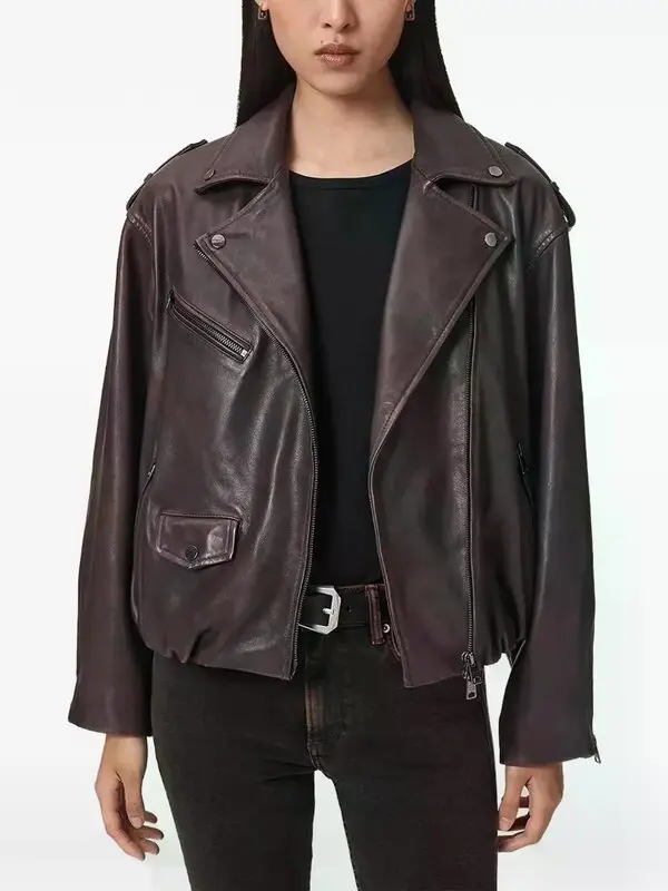 ALLSAINTS Samina Leather Biker Jacket - Brown