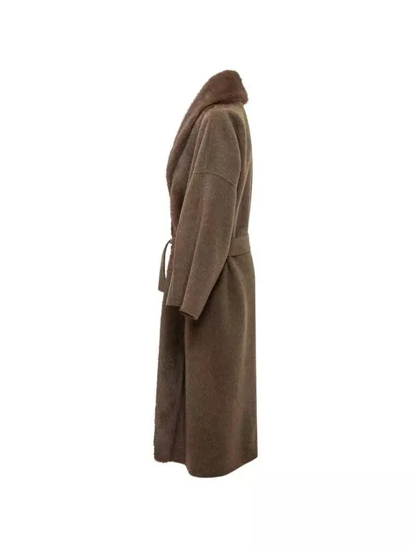 VALENTINI 1972 Belted Faux-fur Trim Coat