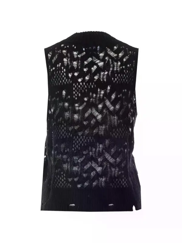 Alpha Studio Distressed-effect Knitted Vest