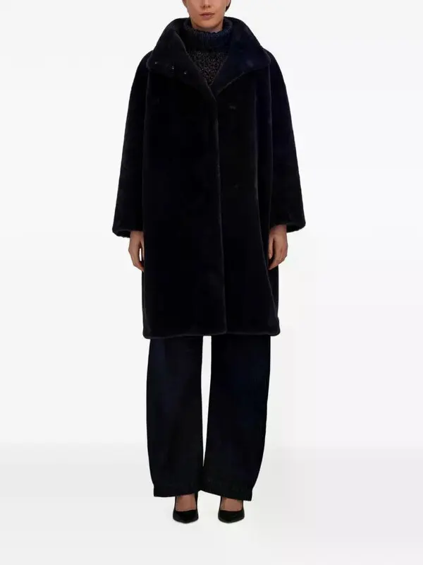 Herno Faux-fur High-collar Coat - Blue