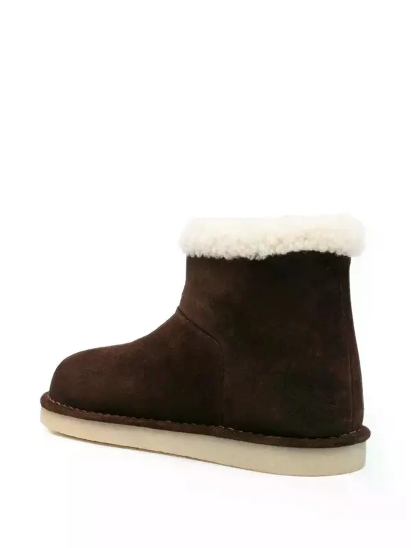 Miu Miu Shearling-trim Logo-embossed Boots - Brown