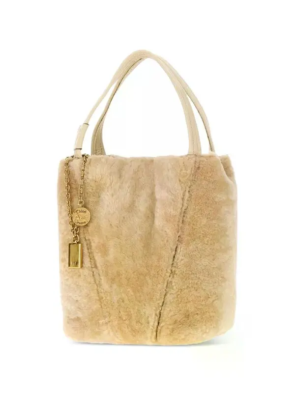 Chloé Small Spin Shearling Tote Bag - Neutrals