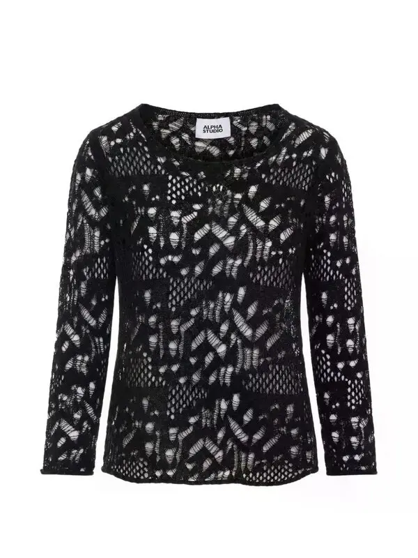 Alpha Studio Open-knit Sweater - Black