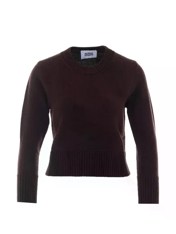 Alpha Studio Crew-neck Long-sleeve Sweater - Brown